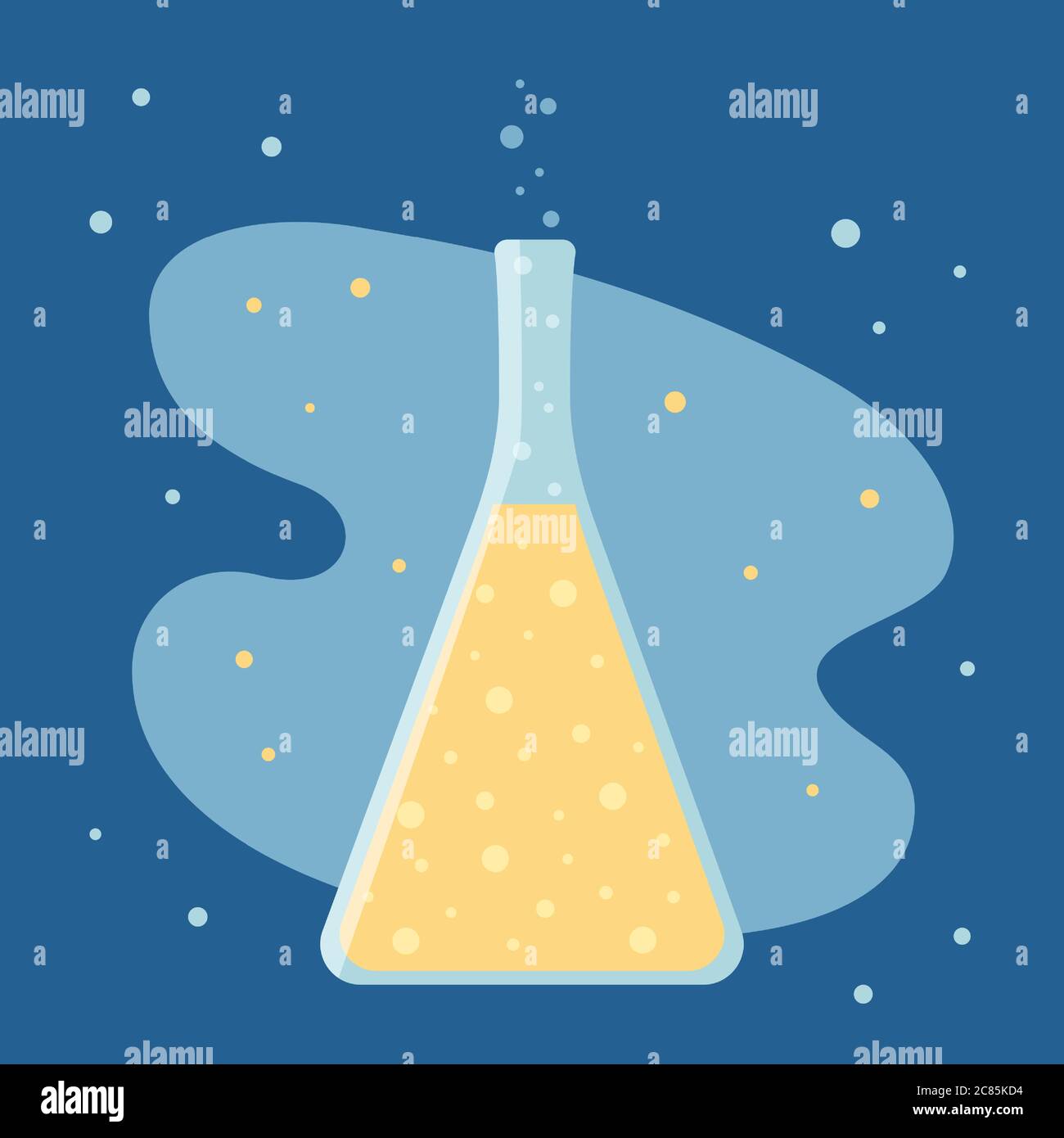 Vector illustration of conical flask. Chemistry laboratory glassware ...