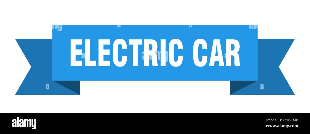 electric car ribbon. electric car paper band banner sign Stock Vector ...
