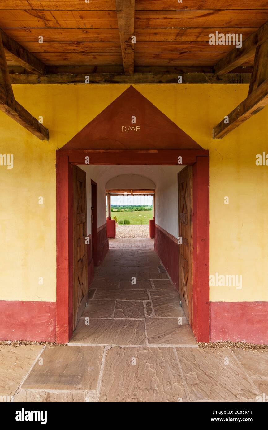 The main entrance to the reconstructed Roman Villa at Wroxeter, England ...