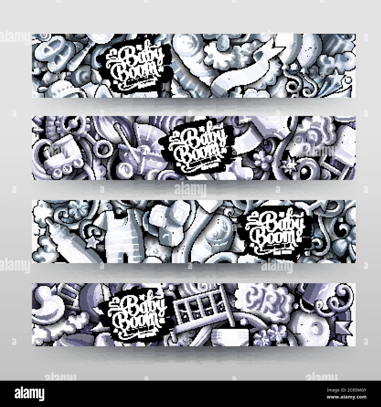 Baby vector hand drawn doodle banners design Stock Vector Image & Art ...