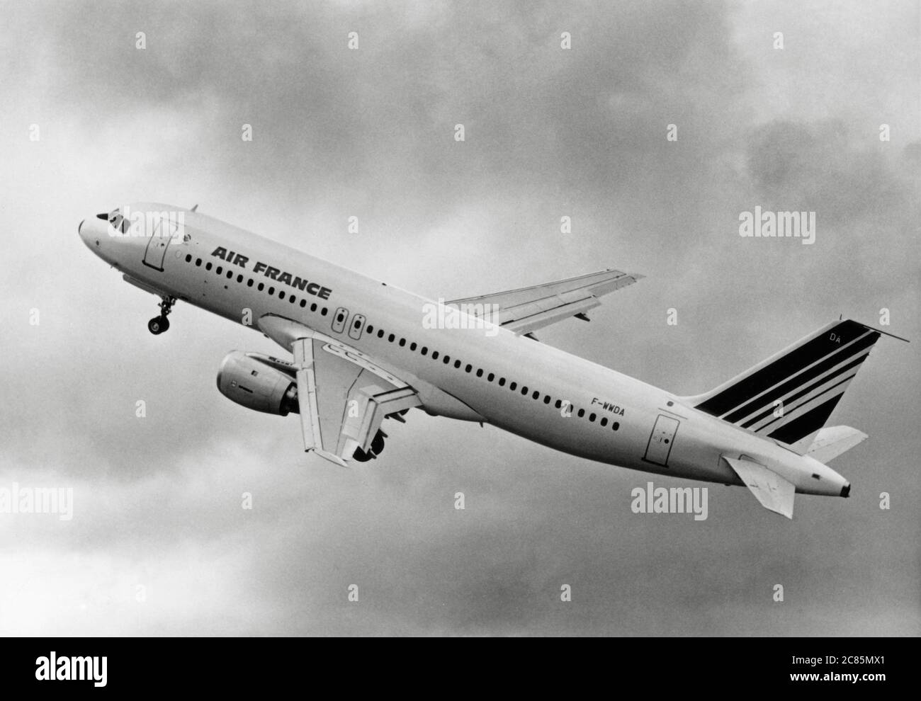 Airbus A320 during a flight in June 1987. It is painted in the colours ...