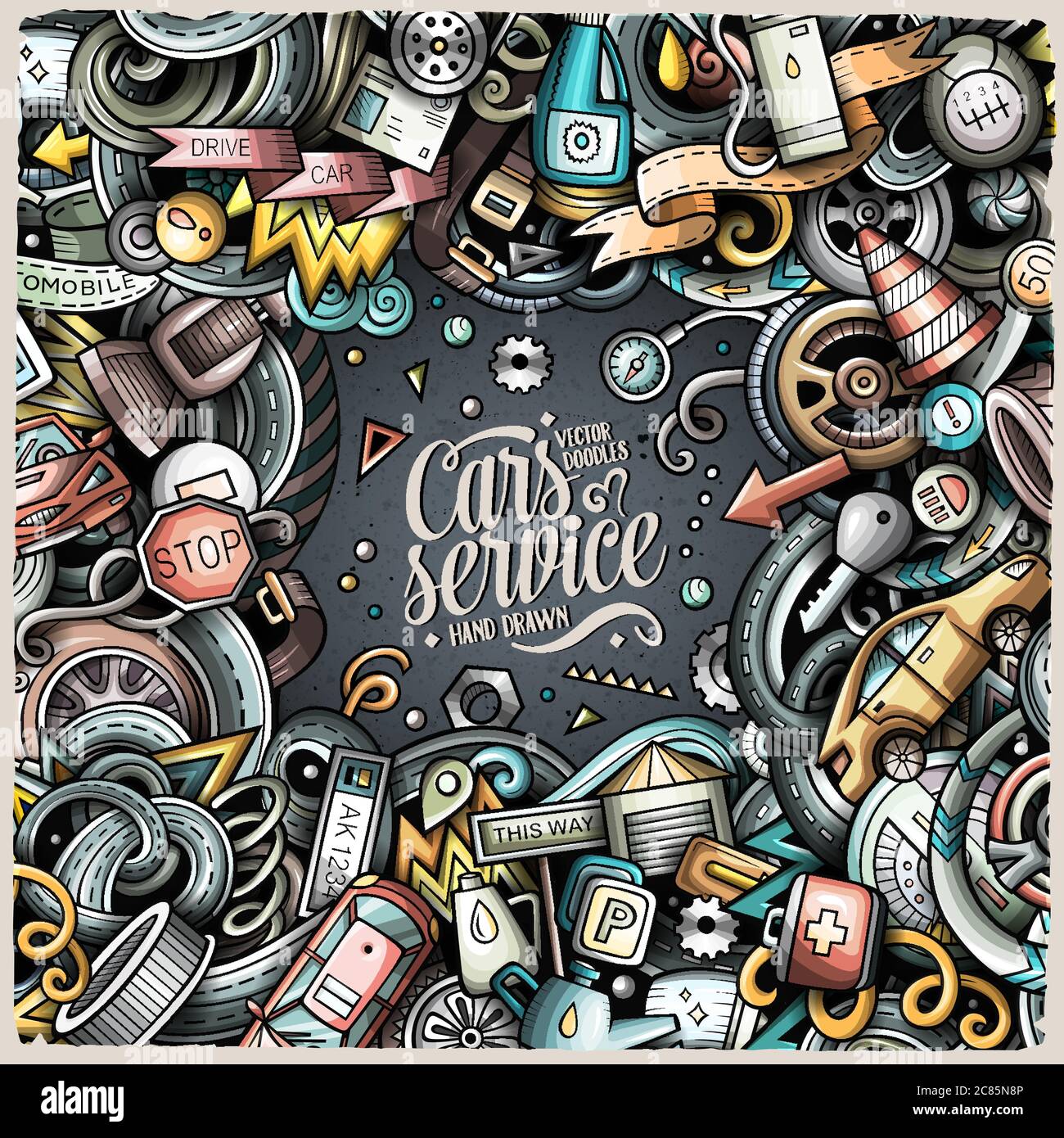 Cartoon cute doodles Vehicle frame card Stock Vector Image & Art - Alamy