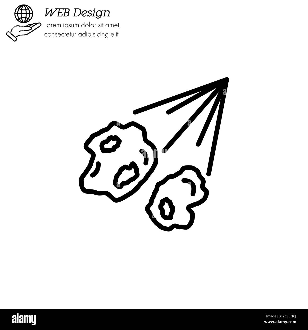 meteorite, comet, meteor icon thin line, linear, outline vector. comet ...