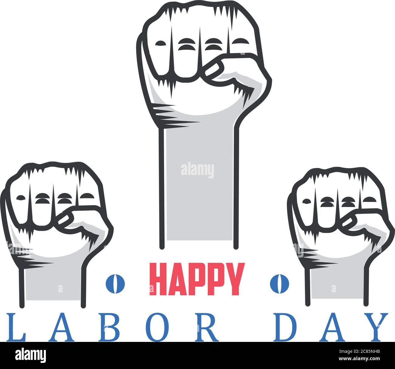 happy labor day celebration, clenched fist vector illustration design ...