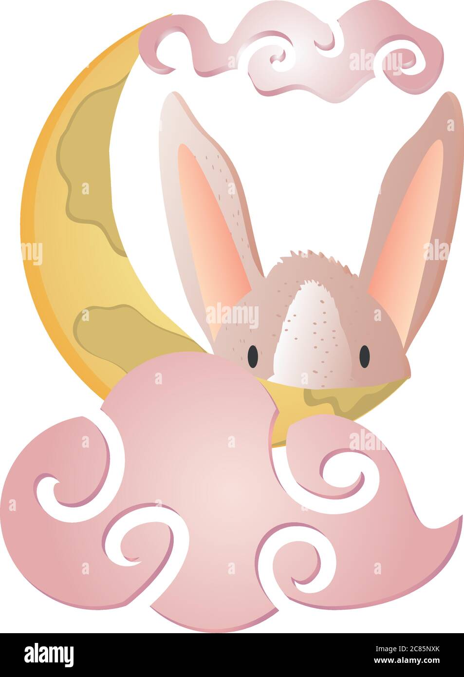 moon and jade rabbits chinese on white background vector illustration ...