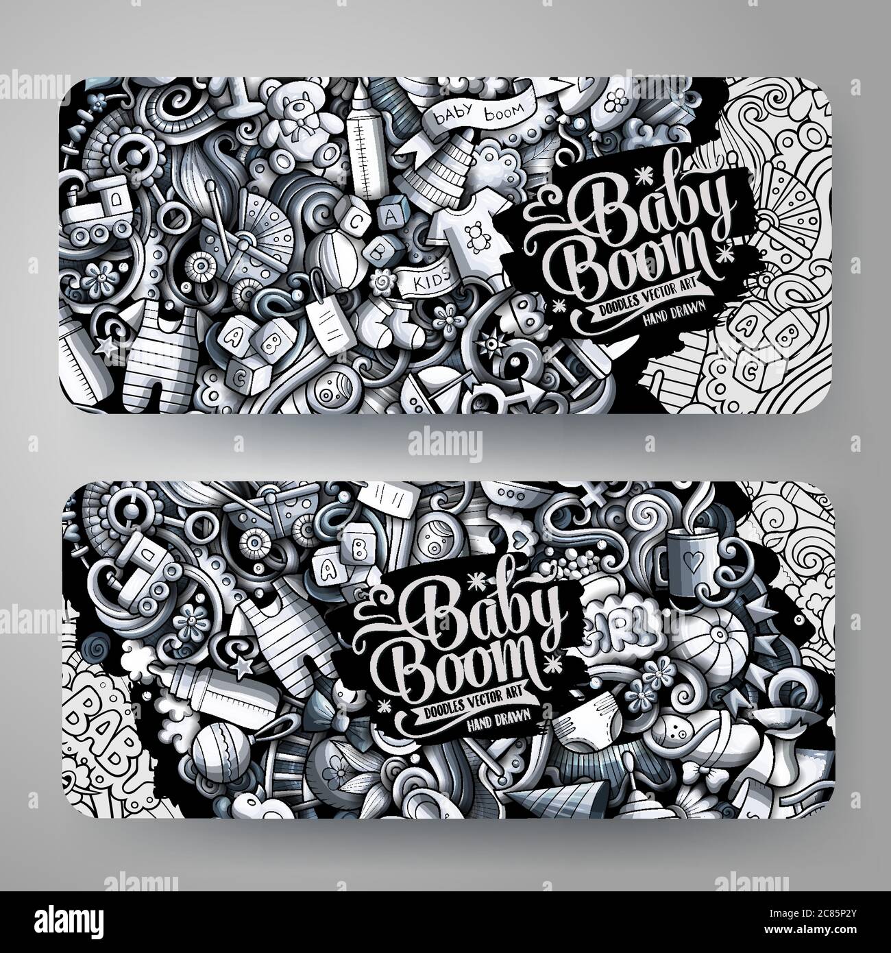 Baby vector hand drawn doodle banners design Stock Vector Image & Art ...