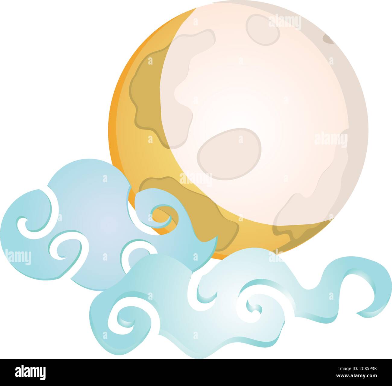 chinese moon with clouds, mid autumn festival Stock Vector Image & Art ...