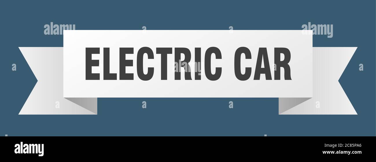 electric car ribbon. electric car paper band banner sign Stock Vector ...