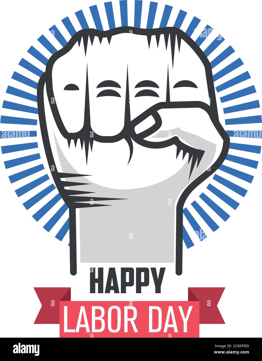 happy labor day celebration, clenched fist vector illustration design ...