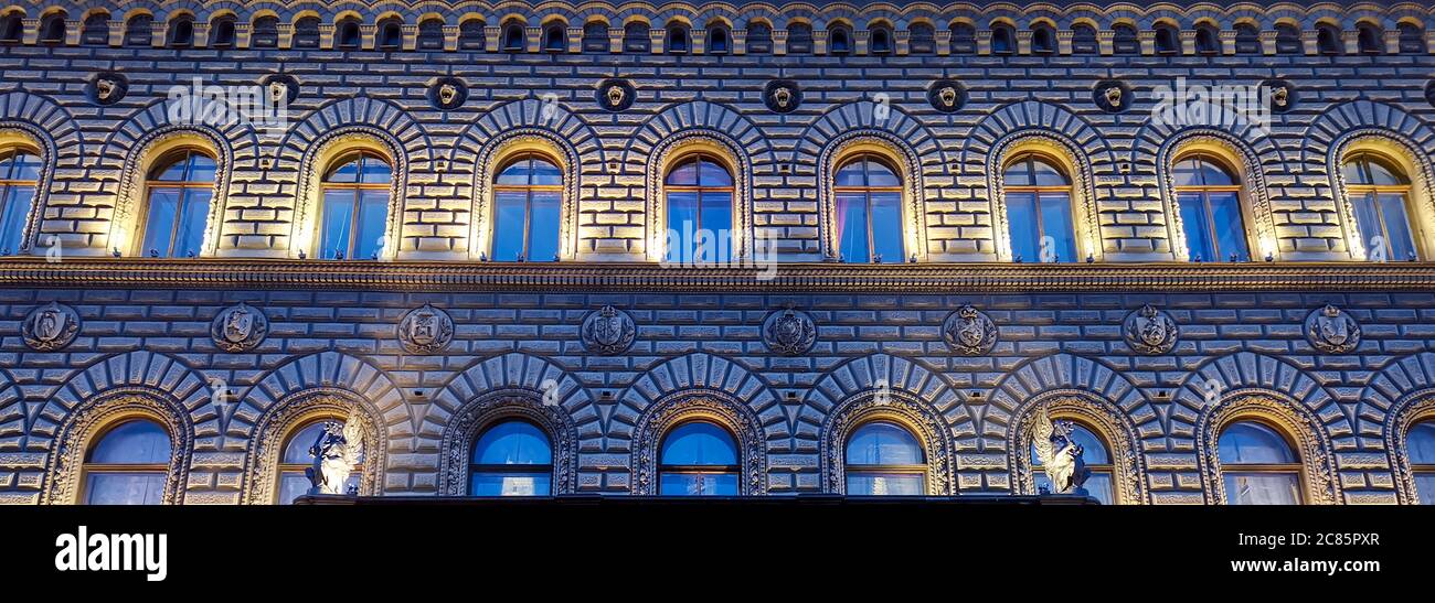 Apartment building night. Banner format Stock Photo - Alamy