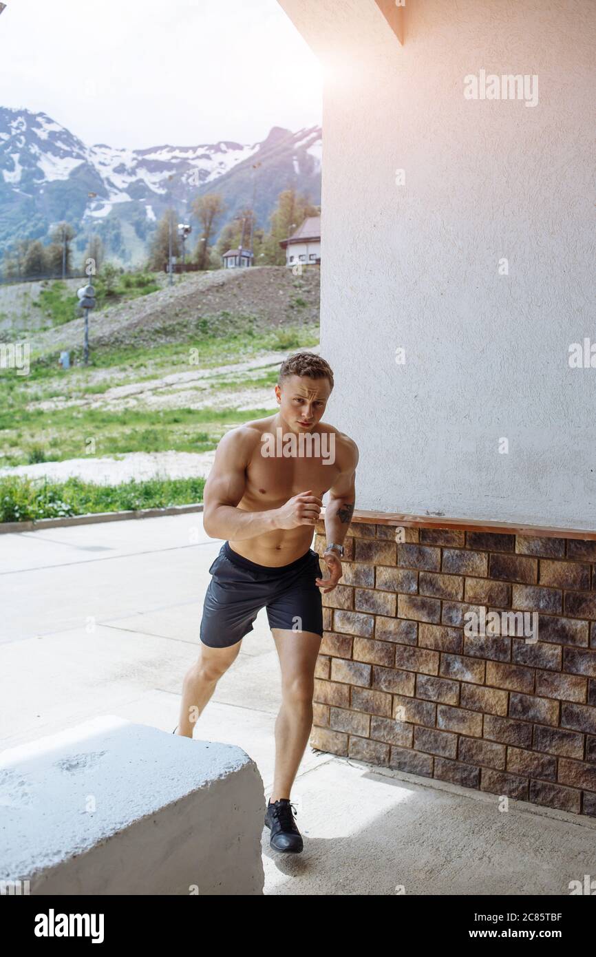 Shadow man running on street hi-res stock photography and images - Alamy