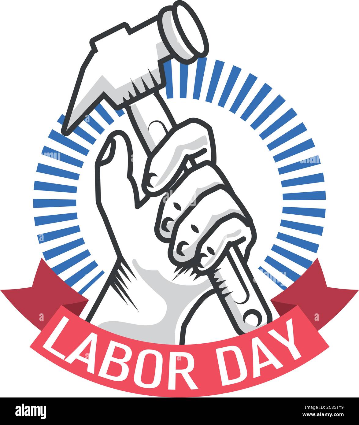 happy labor day celebration, hand holds a hammer tool vector ...