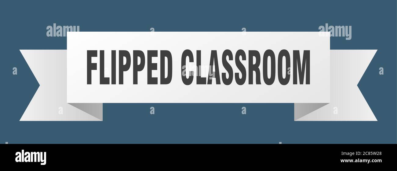 flipped classroom ribbon. flipped classroom paper band banner sign ...