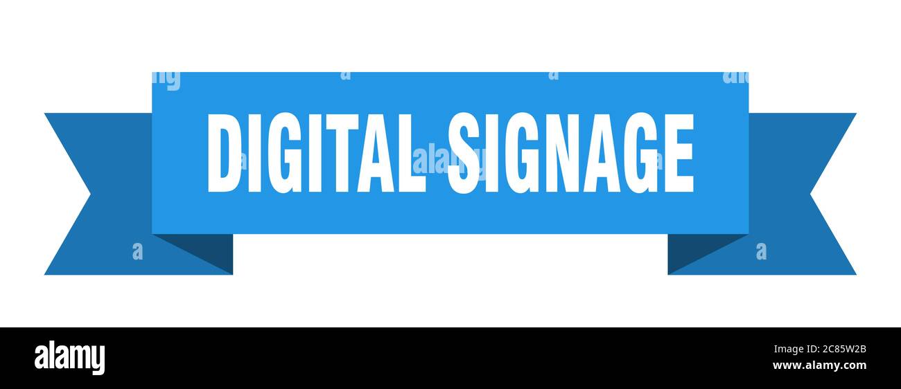digital signage ribbon. digital signage paper band banner sign Stock ...