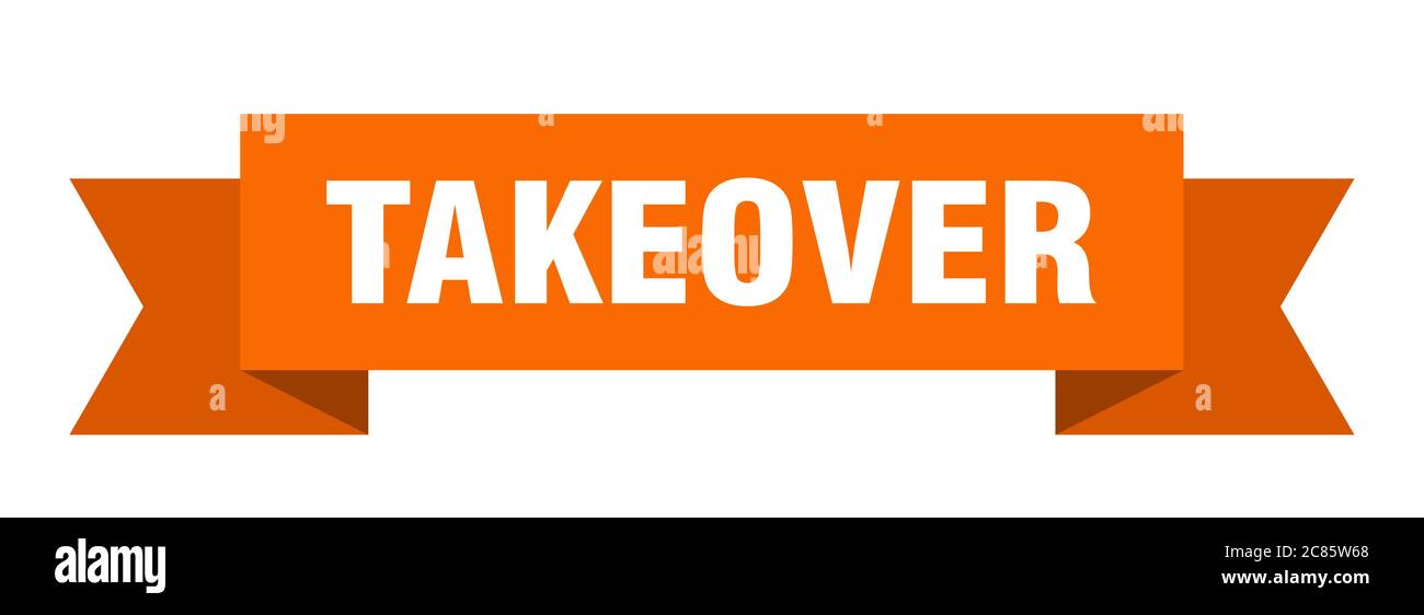 takeover ribbon. takeover paper band banner sign Stock Vector Image ...