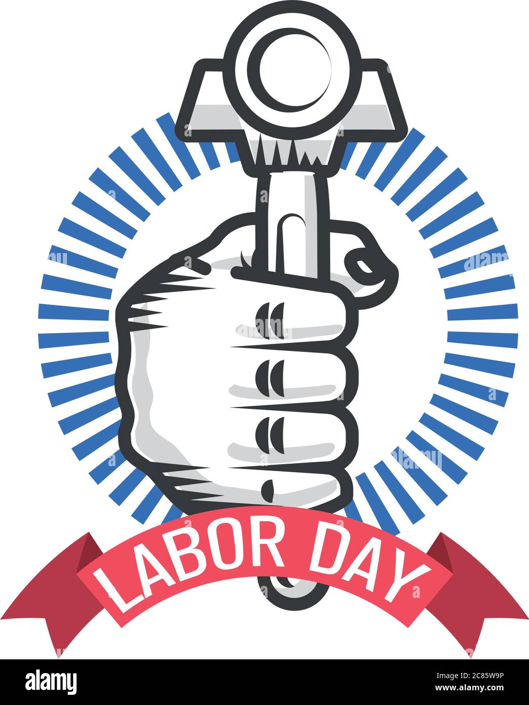 happy labor day celebration, hand holds a hammer tool vector ...