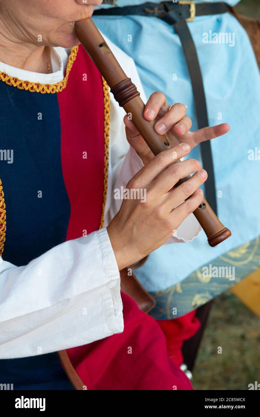Italy, Lombardy, Crema, Mediaeval Festival, Woman, Dressed in Medieval ...