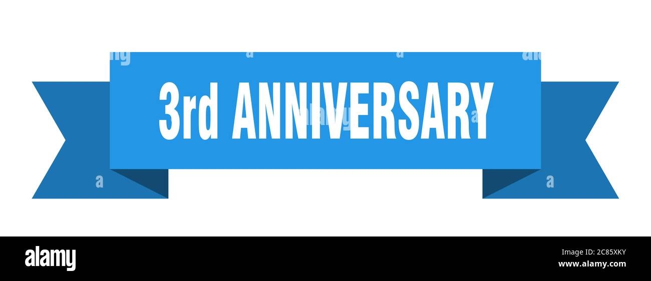 3rd anniversary ribbon. 3rd anniversary paper band banner sign Stock ...