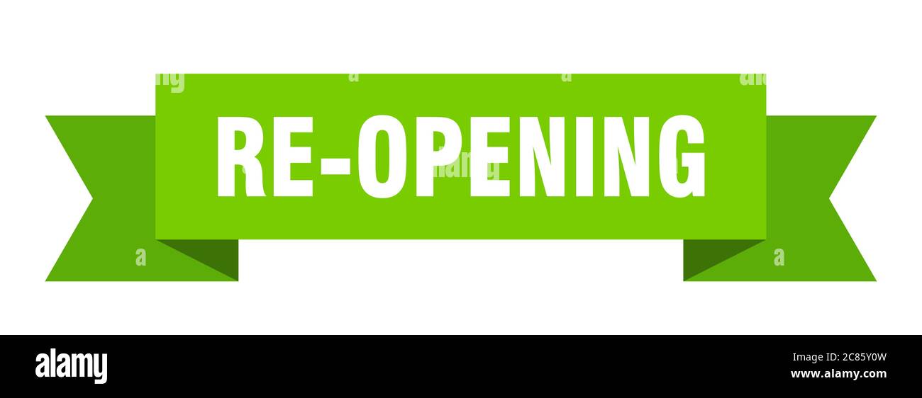 re-opening ribbon. re-opening paper band banner sign Stock Vector Image ...