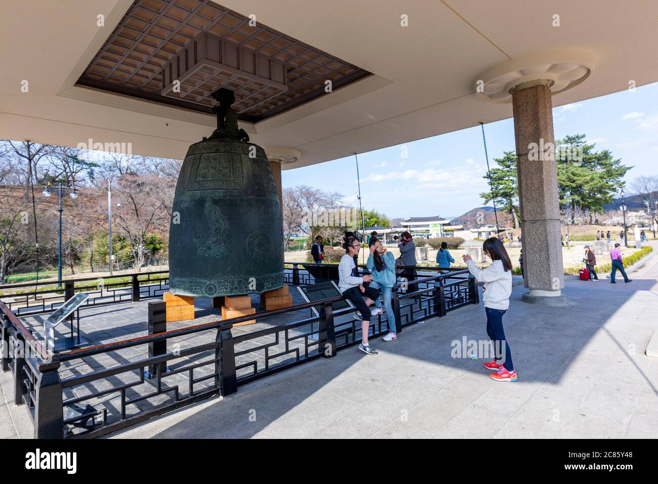 Young girl taking picture Emile Bell or Bell of King Seongdeok ...