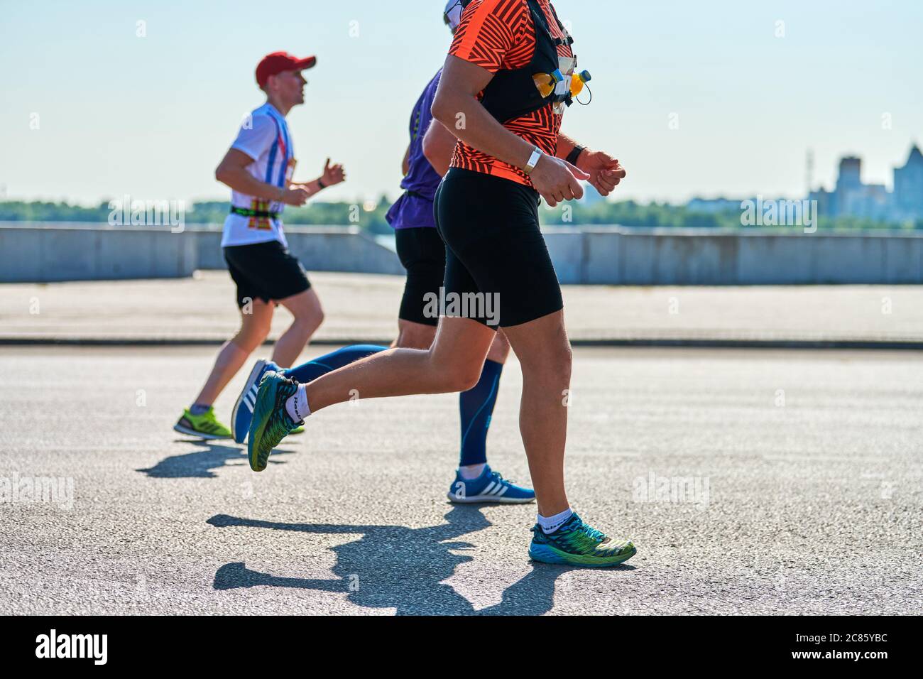 Voronezh, Russia - 24.08.2019 - Marathon runners on city road. Running ...