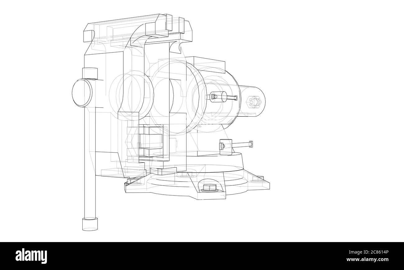 Outline vise. Wire-frame style Stock Photo - Alamy