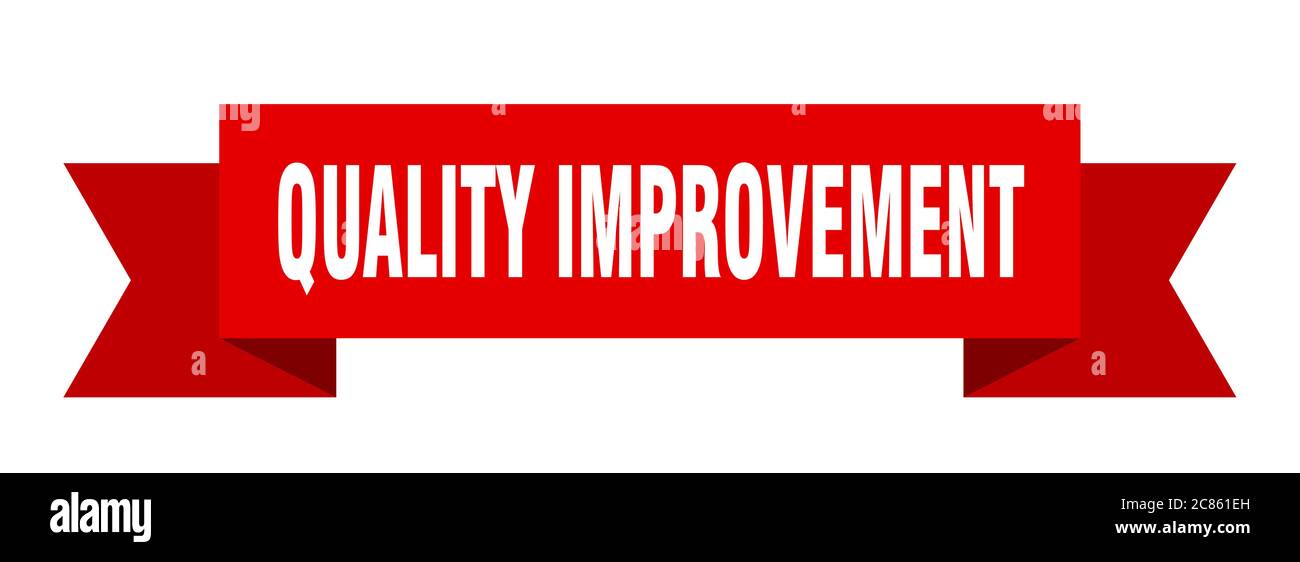 quality improvement ribbon. quality improvement paper band banner sign ...