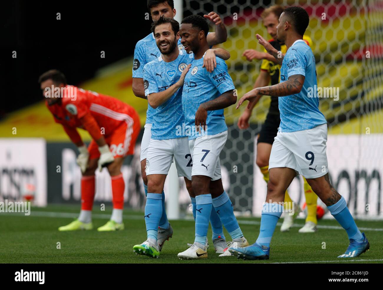 Manchester City's Raheem Sterling celebrates scoring his side's second ...