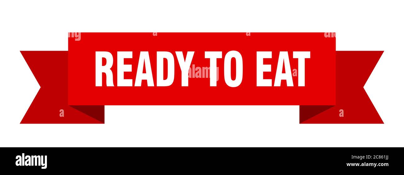 ready to eat ribbon. ready to eat paper band banner sign Stock Vector ...