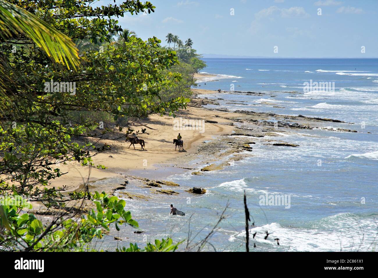 Panoramic ocean view of the Caribbean Sea in tropical Rincon Puerto ...
