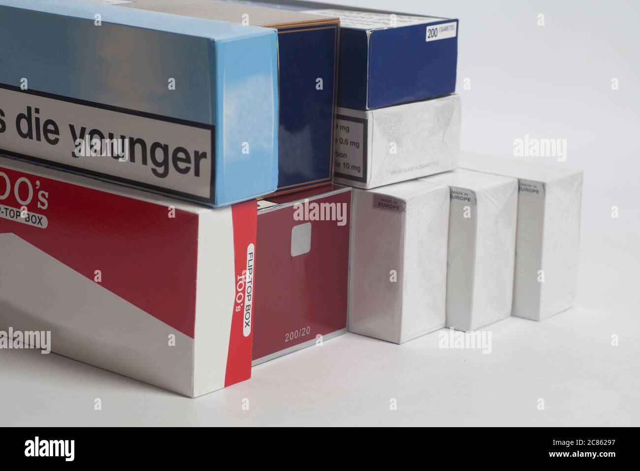 Carton of cigarettes, on white background Stock Photo - Alamy