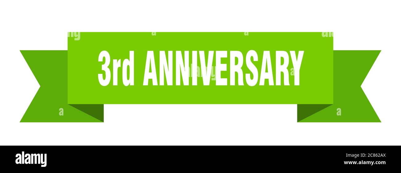 3rd anniversary ribbon. 3rd anniversary paper band banner sign Stock ...