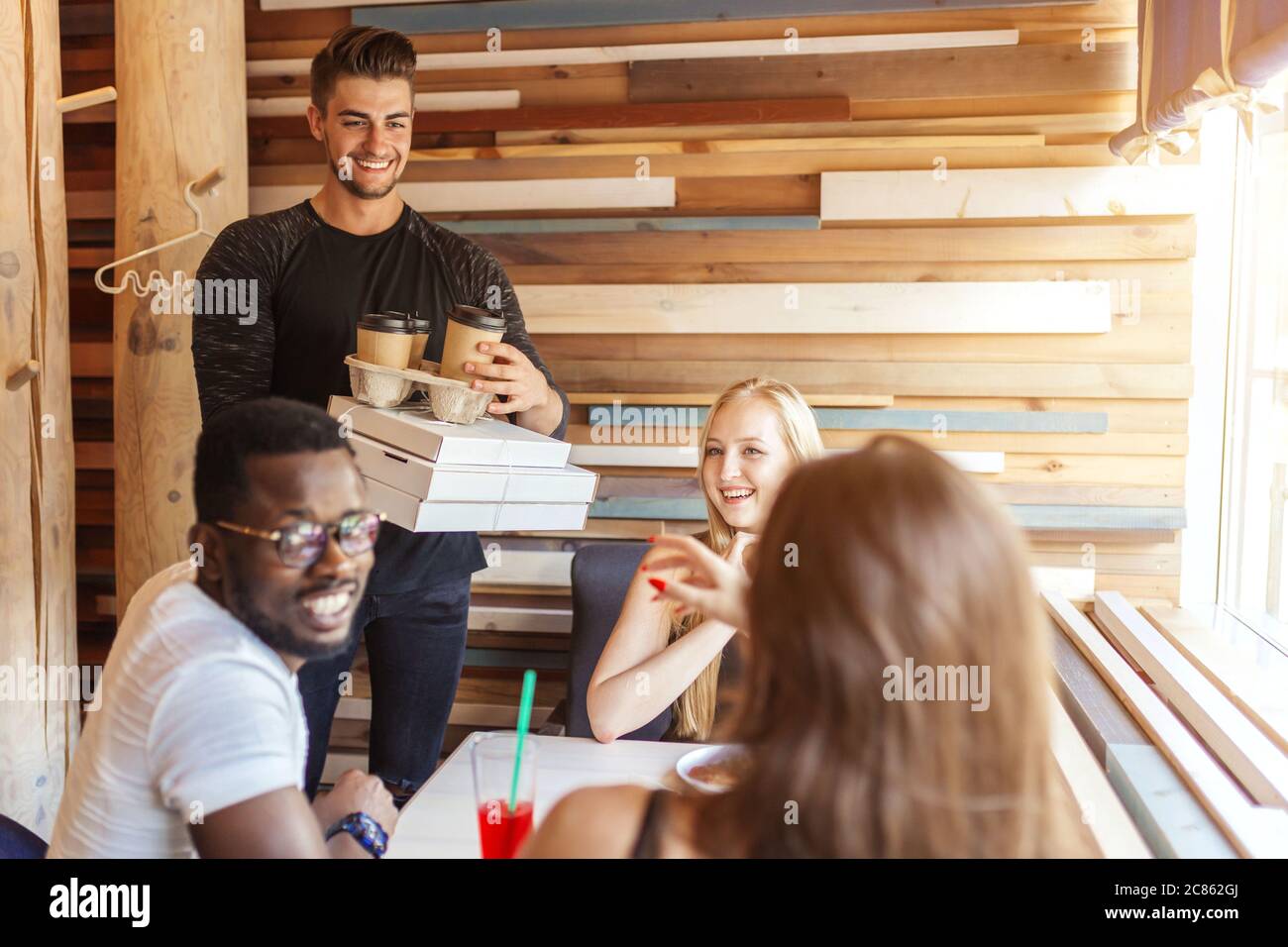 Athletic food friends table hi-res stock photography and images - Alamy