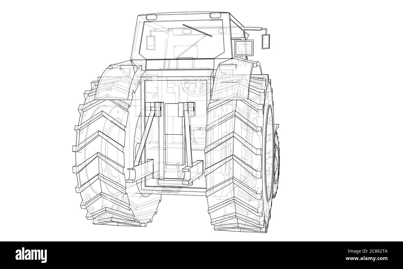 Power lines farm : tractor Cut Out Stock Images & Pictures - Alamy