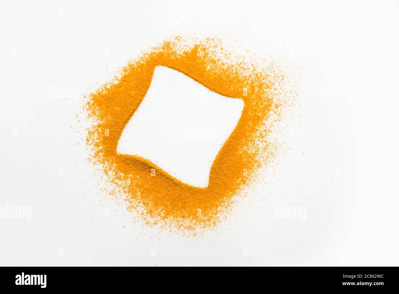 Haldi or Turmeric Powder Ring on the white background, selective focus ...
