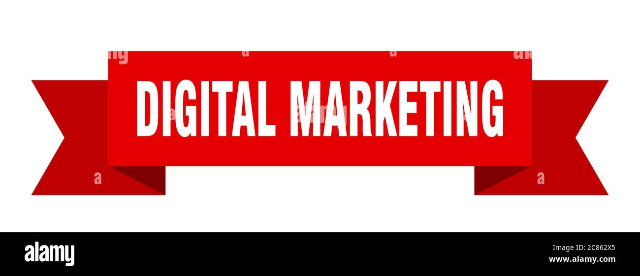 digital marketing ribbon. digital marketing paper band banner sign ...