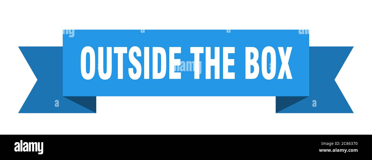 outside the box ribbon. outside the box paper band banner sign Stock ...