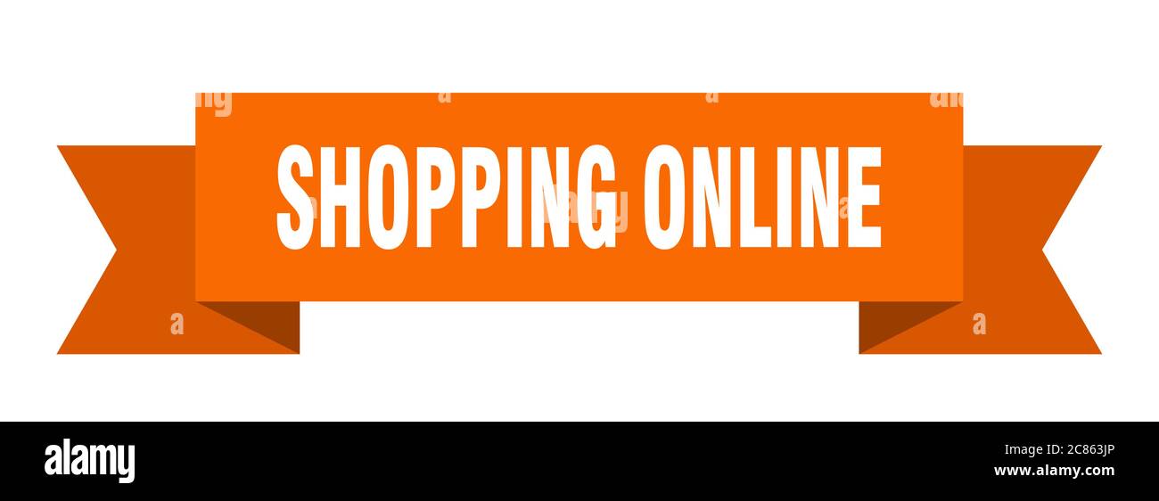 shopping online ribbon. shopping online paper band banner sign Stock ...
