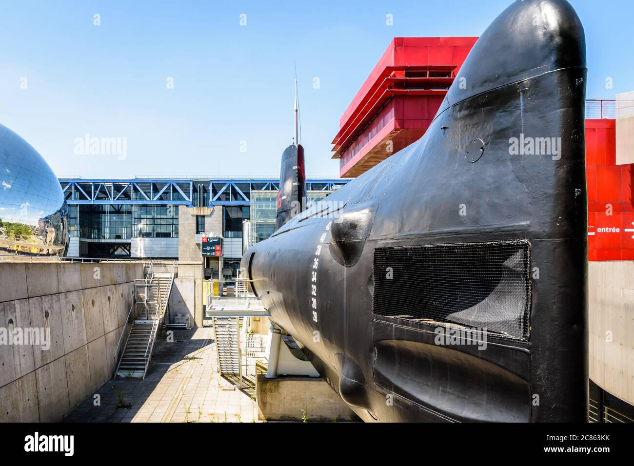 The bow with torpedo tubes of the Argonaute submarine, converted to a ...