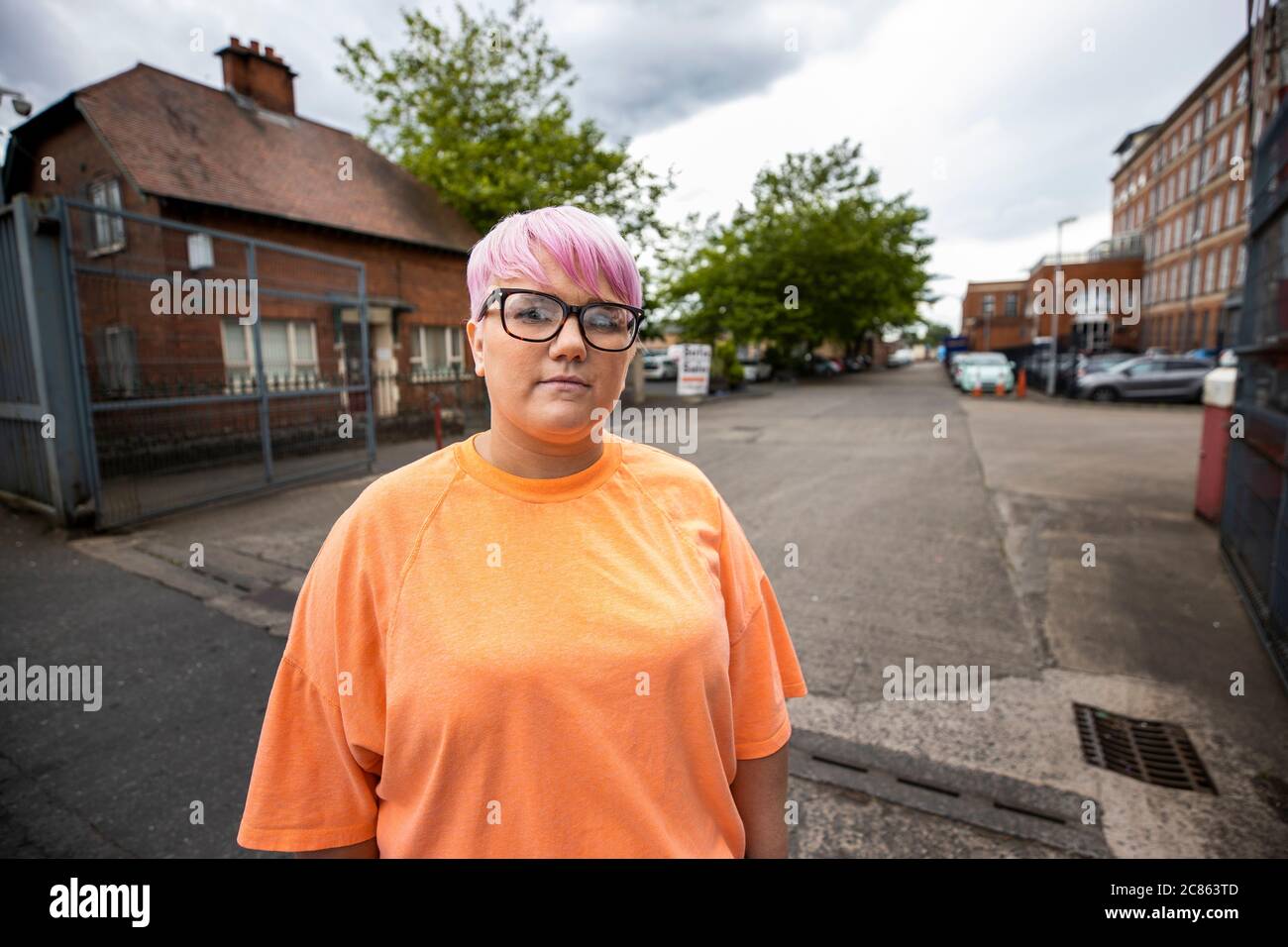 Stacey Graham, spokesperson for Woodvale Community Response, stands at ...