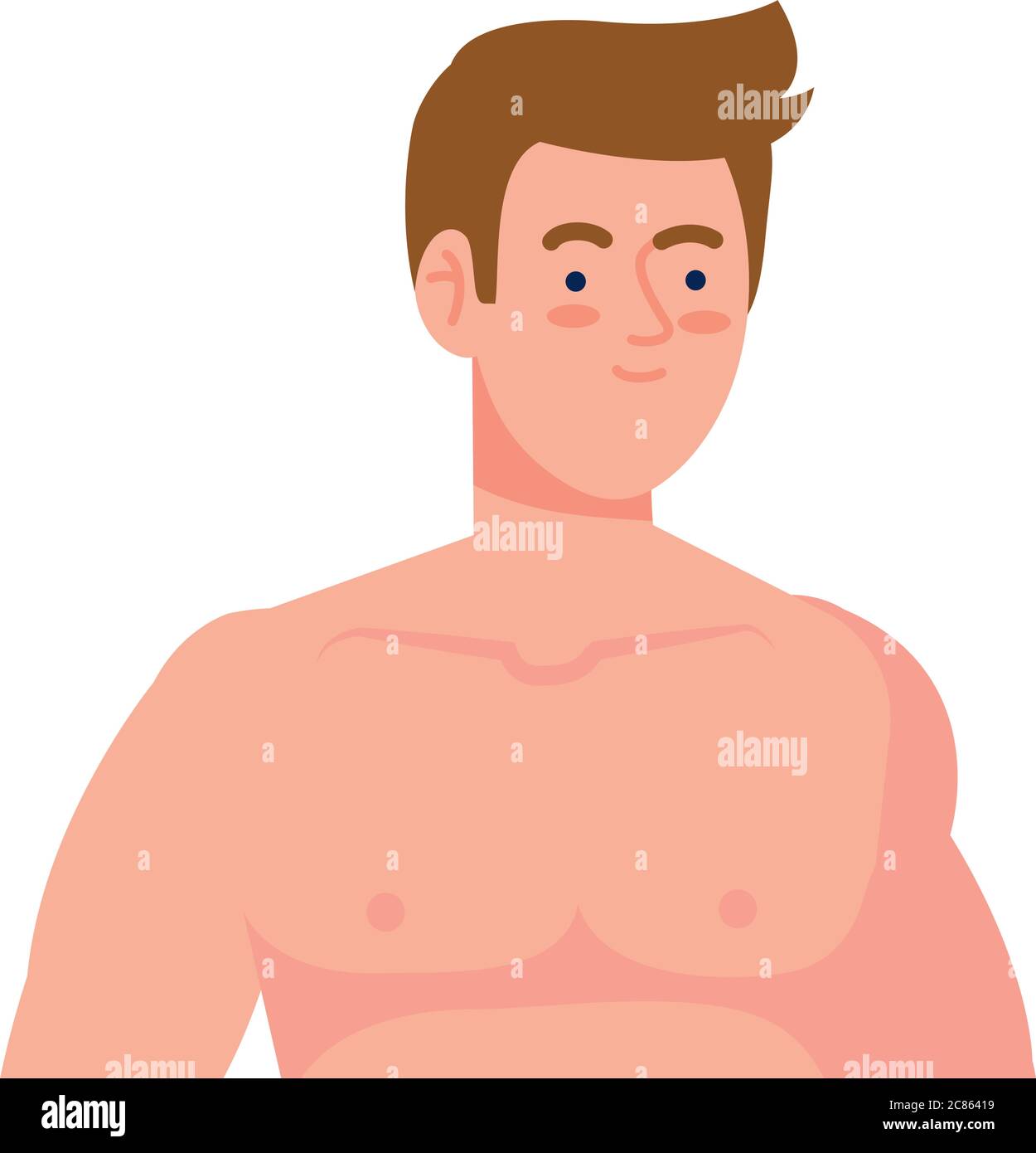 young man without shirt on white background Stock Vector Image & Art ...