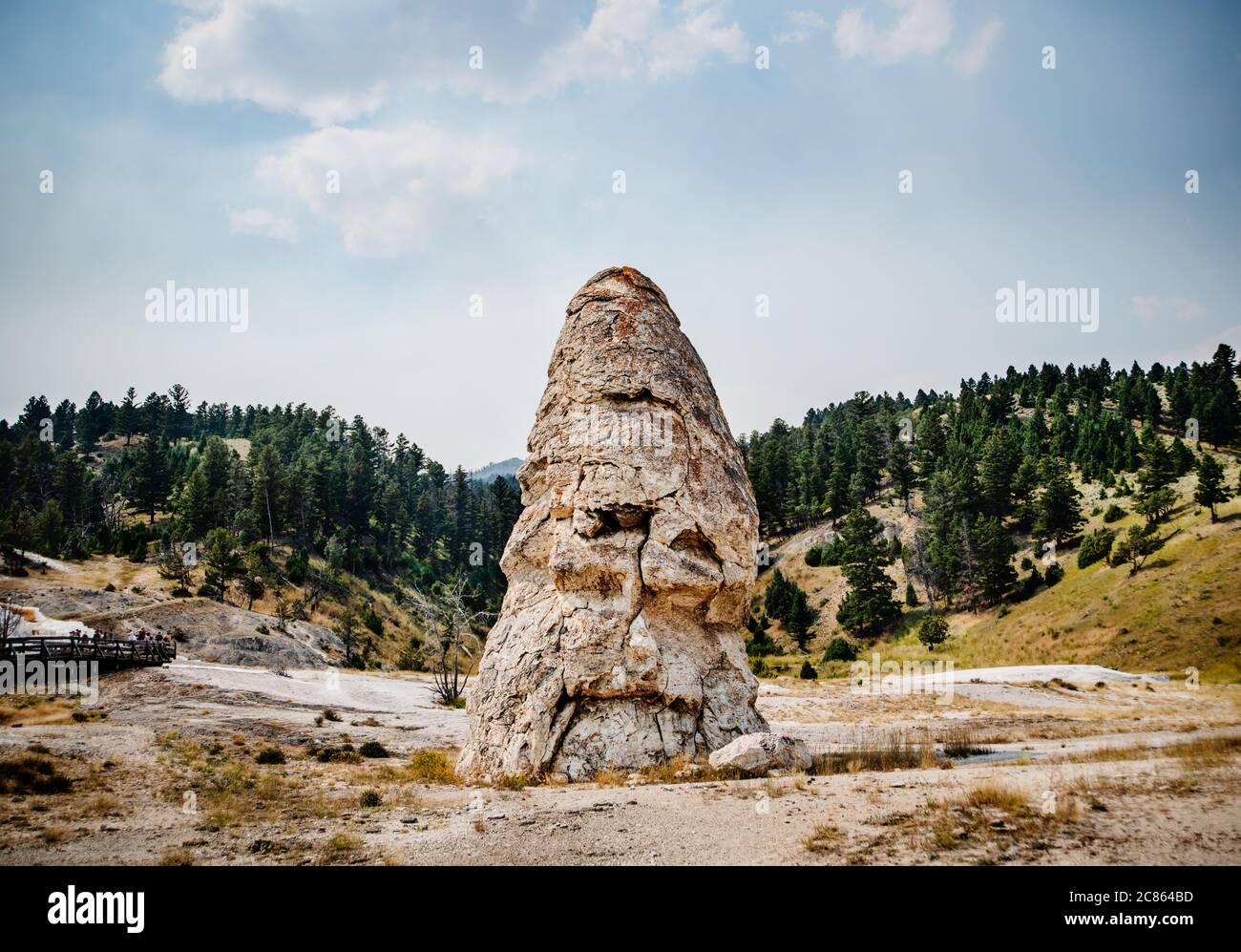 Liberty Cap rock formation in Yellowstone National Park, Wyoming Stock ...