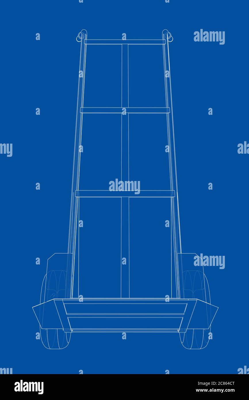 Outline delivery trolley or hand truck Stock Photo - Alamy