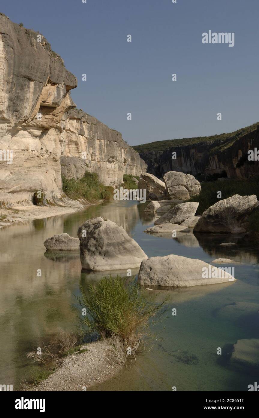 Val Verde County, Texas October, 2005: Rock formations at high water ...