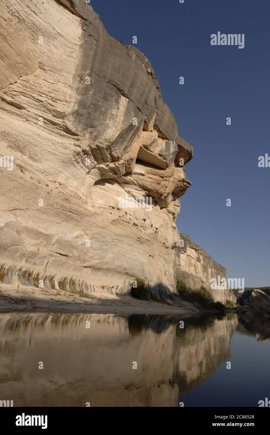 Val Verde County, Texas October, 2005: Rock formations at high water ...
