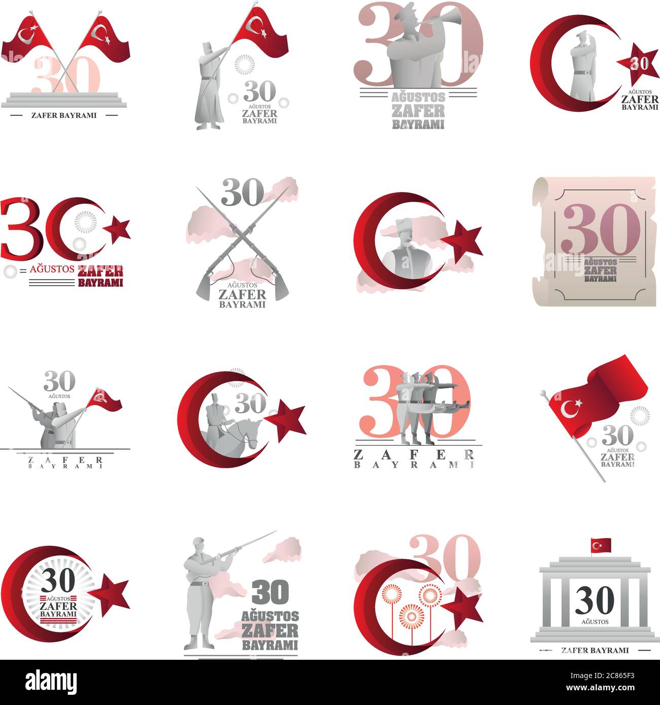 set of banners 30 August, Turkey Victory Day vector illustration design ...