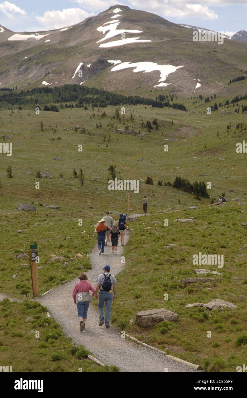 Banff National Park, Alberta Canada, August, 2005: Hikers along the ...
