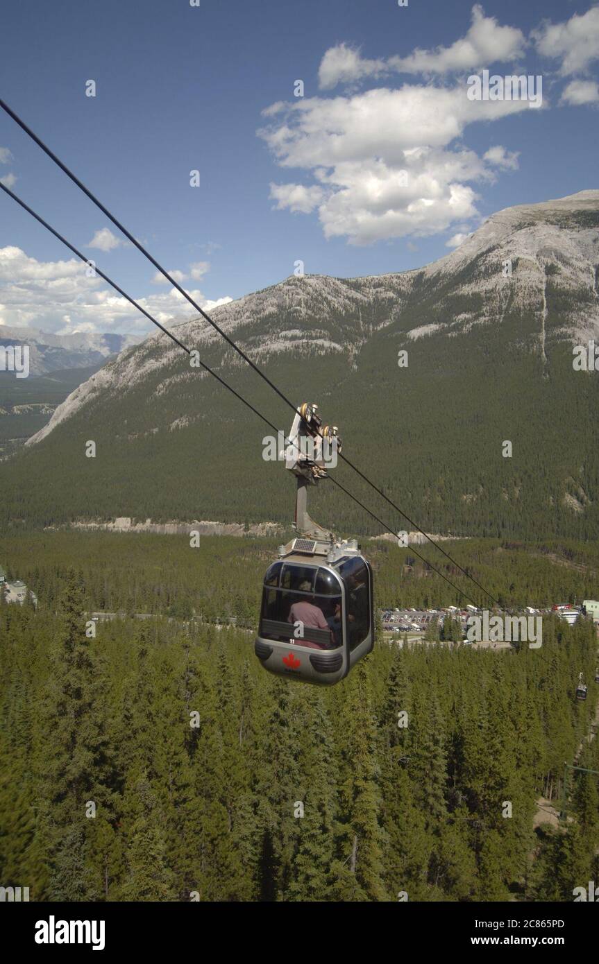 Banff National Park, Alberta, Canada, August, 2005: Gondola rises to ...