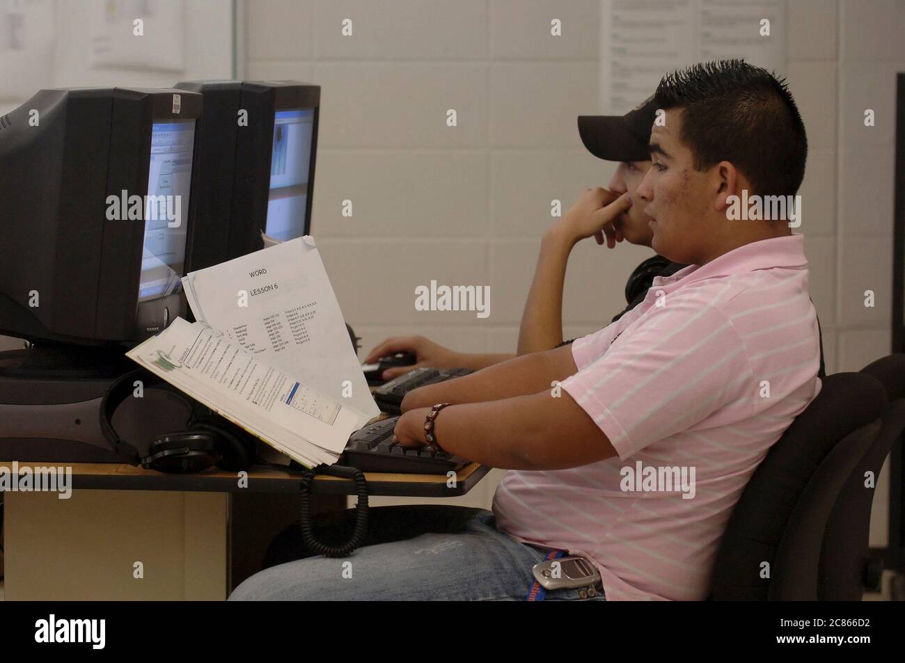 Brownsville, Texas USA, December 13, 2005: Computer lab at Hanna High ...