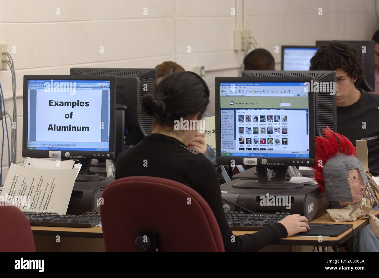 Brownsville, Texas USA, December 13, 2005: Computer lab at Hanna High ...
